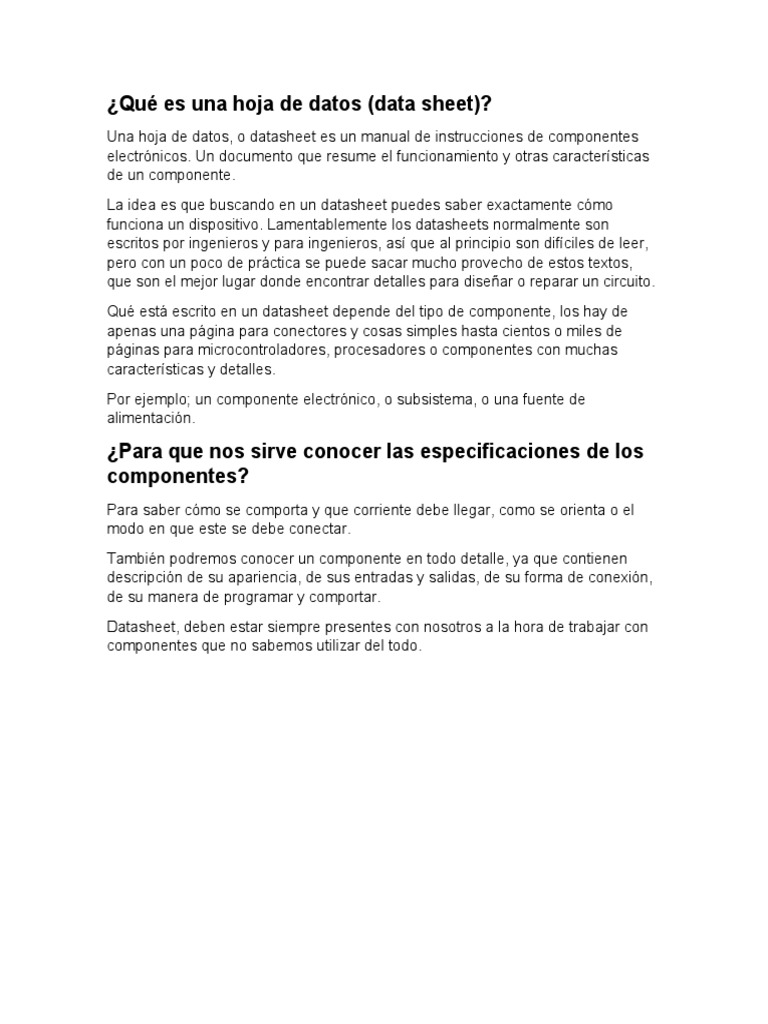 Qué Es Una Hoja de Datos | PDF