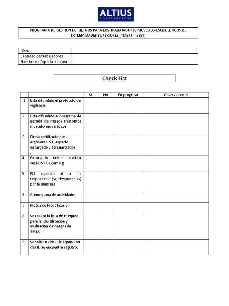 Check List Tmert-Eess | PDF