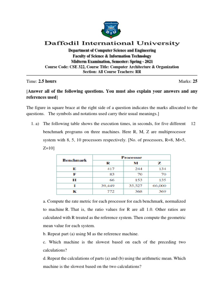 CSE 322 Mid Spring 2021 | Download Free PDF | Central Processing Unit | Computer Program