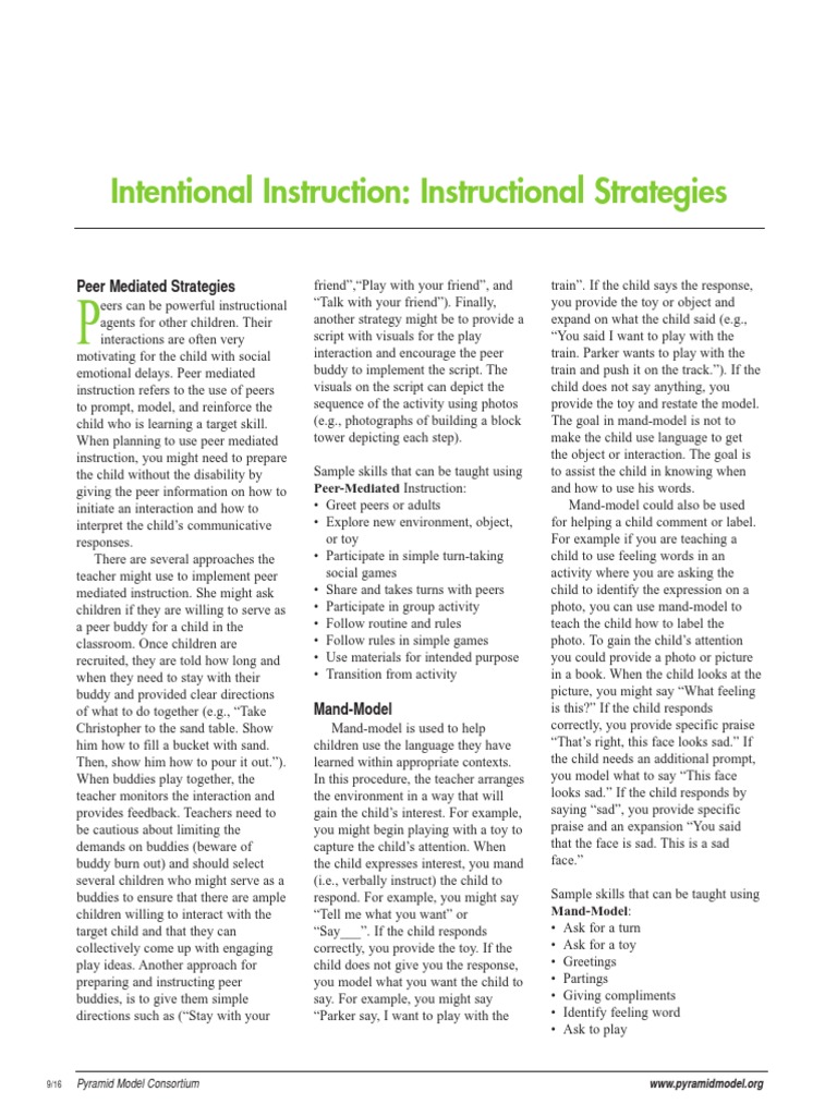 Intentional Instruction: Instructional Strategies | PDF | Toys | Teachers