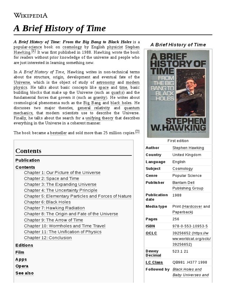 A Brief History of Time | PDF | Elementary Particle | General Relativity
