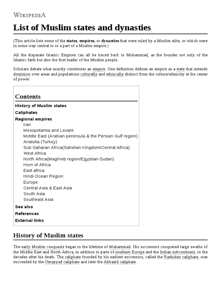Overview of Muslim States and Dynasties | PDF | Empire | Middle East