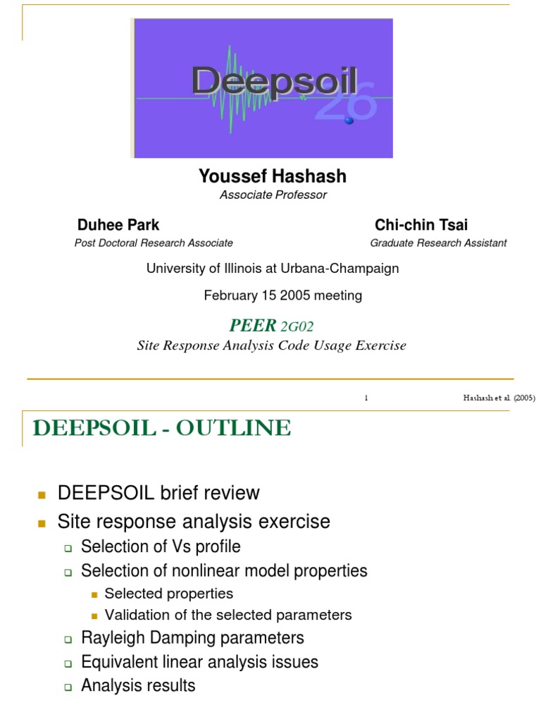 Youssef Hashash: Duhee Park Chi-Chin Tsai | PDF | Nonlinear System | Young's Modulus