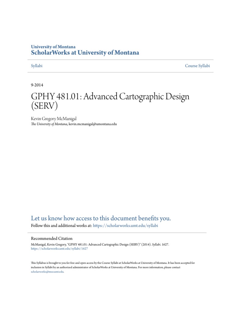 GPHY 481.01 - Advanced Cartographic Design (SERV) | PDF | Cartography | Map