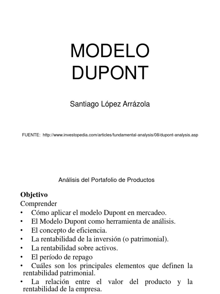 Analisis Dupont | PDF | Rentabilidad sobre recursos propios | Apalancamiento (Finanzas)