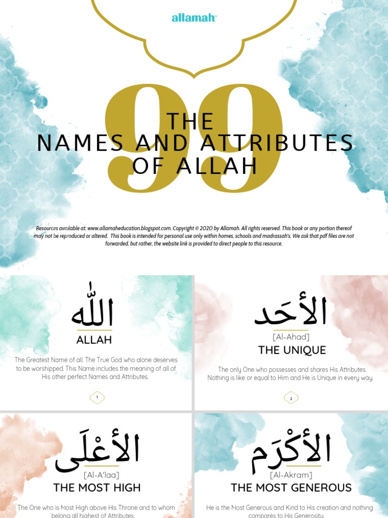 The 99 Names and Attributes of Allah PDF | PDF | God In Islam | Omnipotence