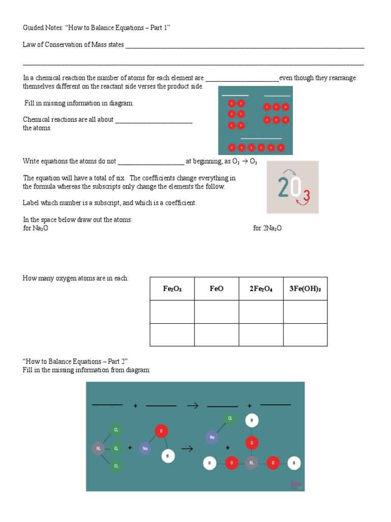 Guided Notes - How To Balance Chemical Equations | PDF | Physical ...