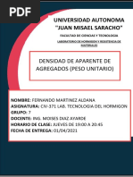 Densidad Aparente Suelta y Compactada | PDF | Densidad | Hormigón