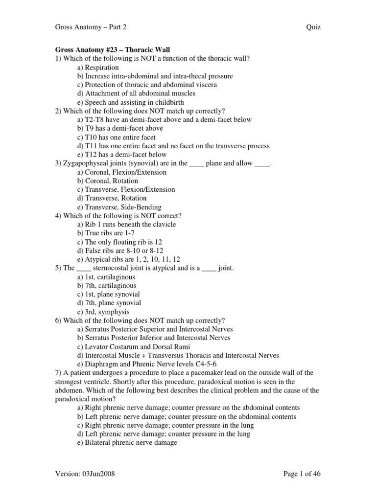 Anatomy Quiz for Medical Students | PDF | Aorta | Heart Valve