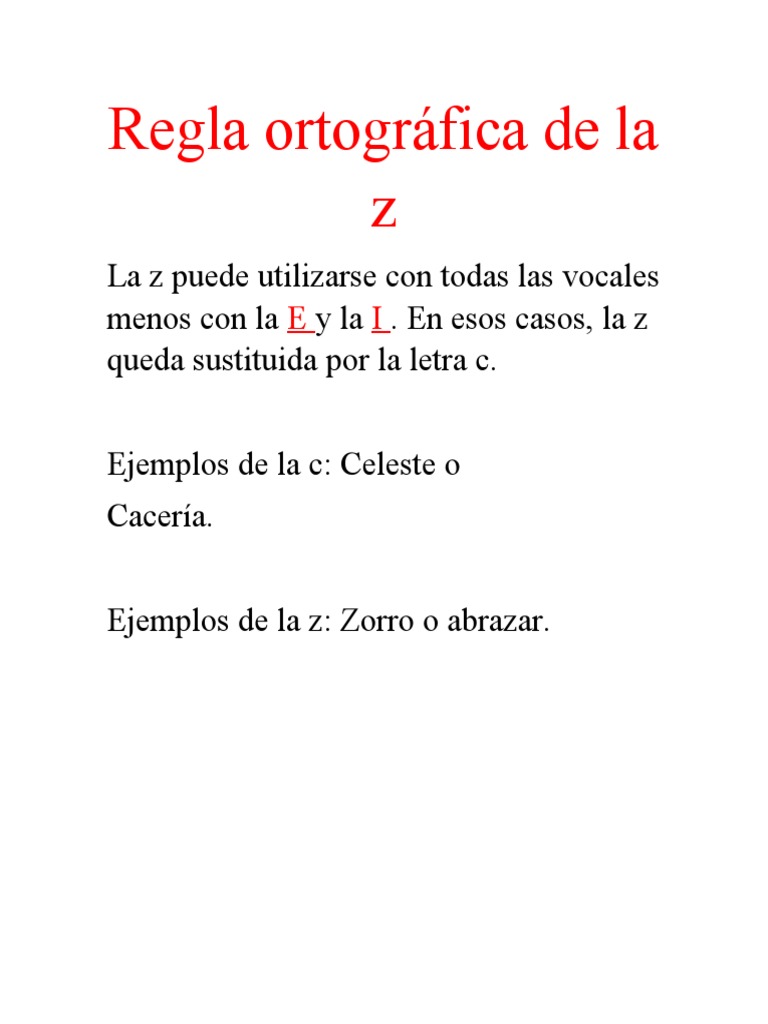 Regla Ortográfica de La z | PDF