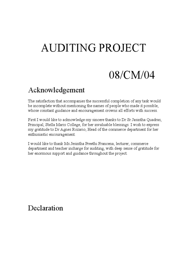 Auditing Project | PDF | Audit | Business