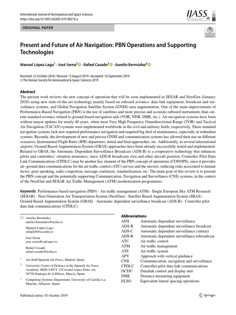 Present and Future of Air Navigation PBN Operations and Supporting ...