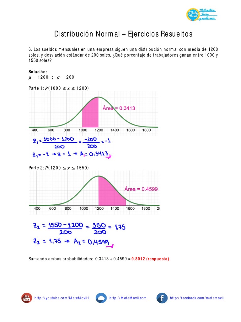 Distribución Normal Ejercicios Resueltos PDF | PDF