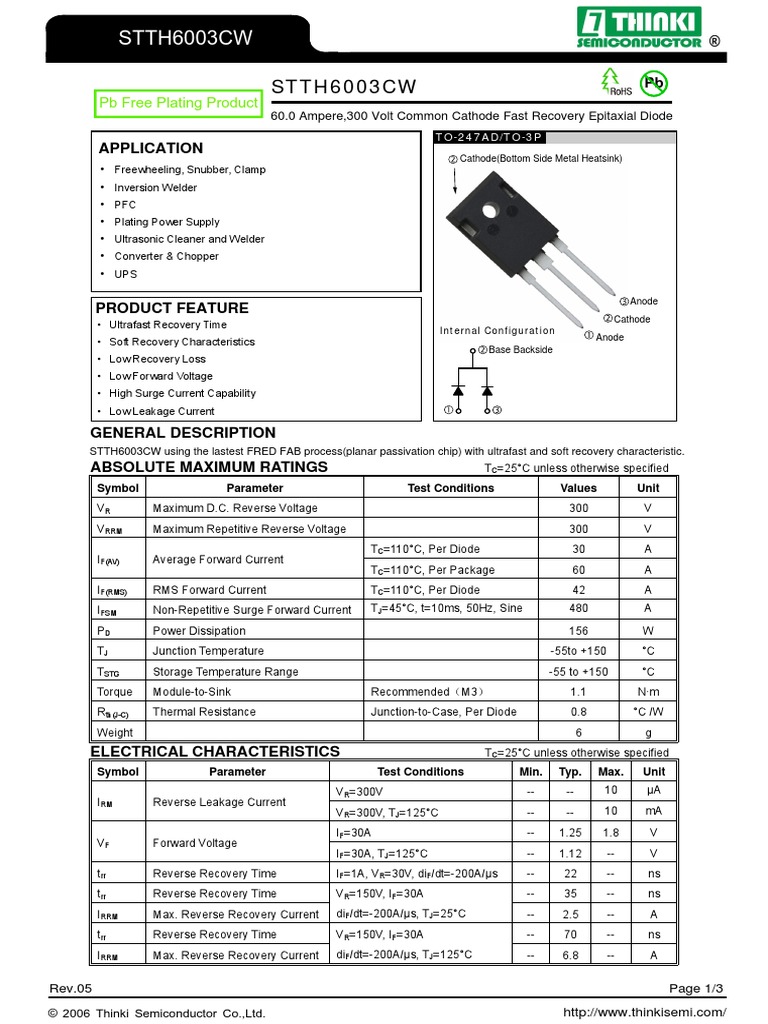 Datasheet | PDF | Diode | Cathode