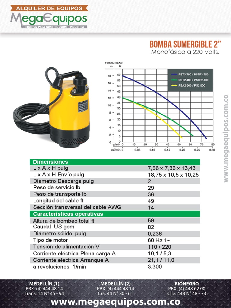 Megaequipos Ficha Tecnica Bomba Sumergible 2 | PDF