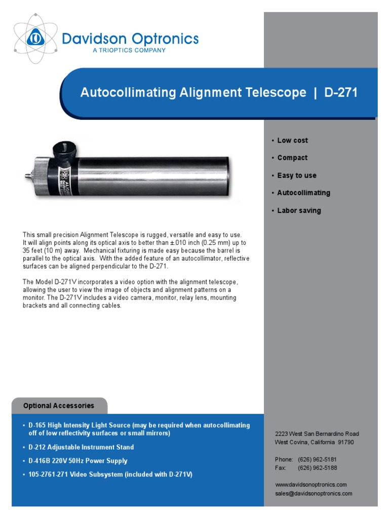 Autocollimating Alignment Telescope - D-271: Low Cost Compact Easy To ...