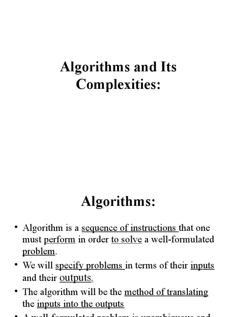 Algorithms and Its Complexities | PDF | Algorithms | Central Processing ...