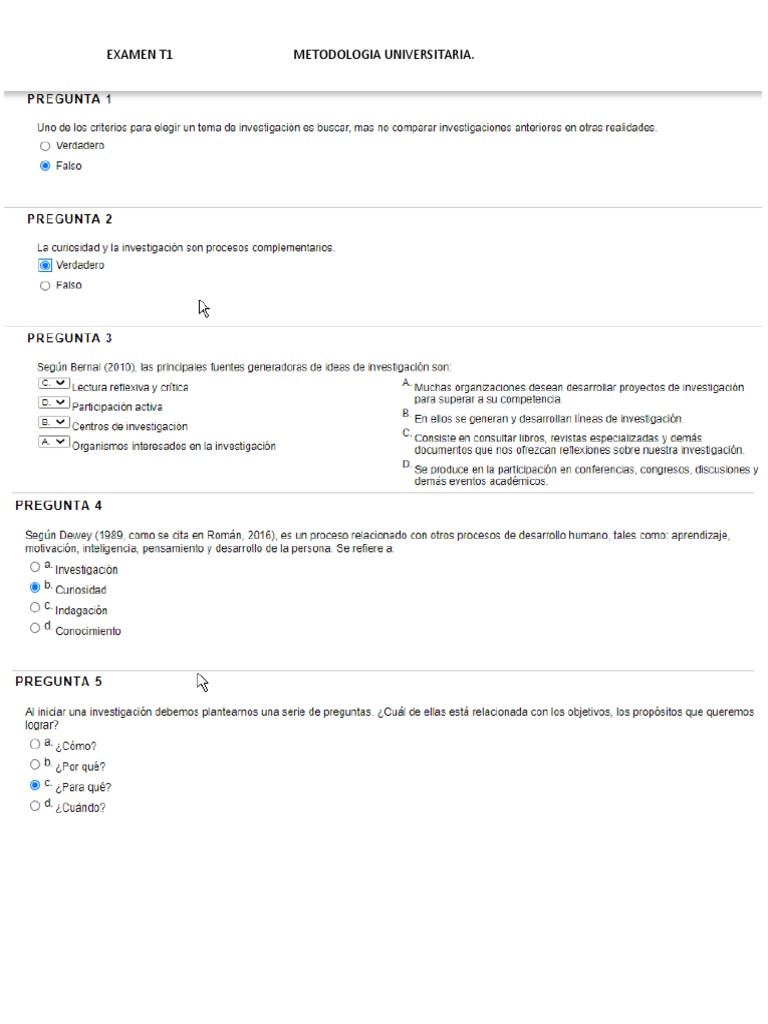 Examen T1 Metodologia | PDF