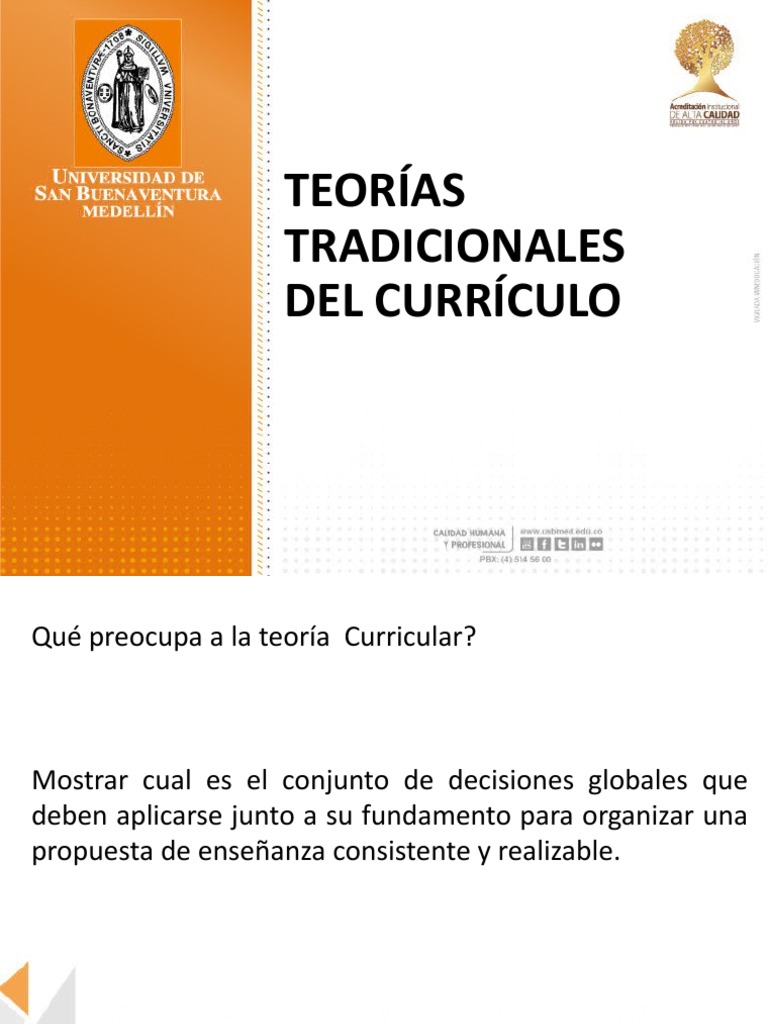 Teorías Tradicionales Del Currículo Agosto 29 | PDF | Plan de estudios ...