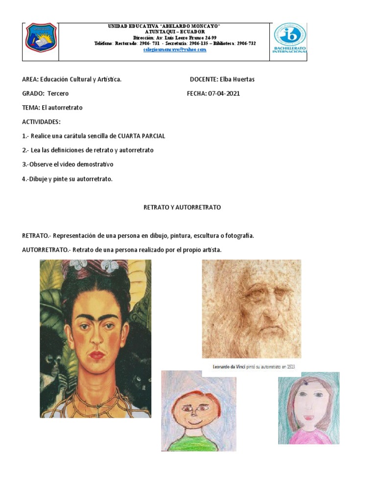 Autorretrato: Una actividad para conocerse a sí mismo | PDF