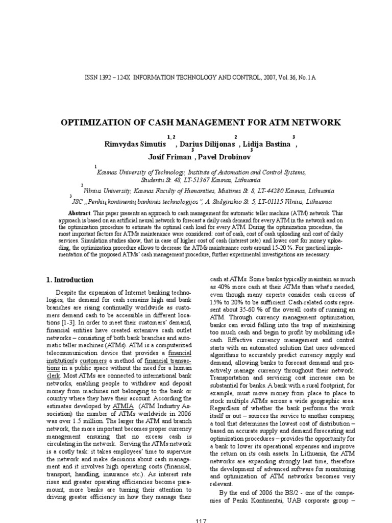 ATM Cash Management | Download Free PDF | Artificial Neural Network ...