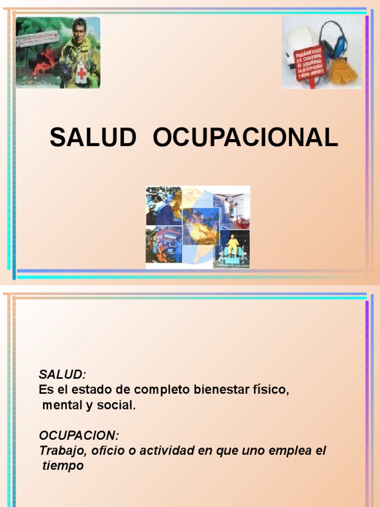 Presentación Salud ocupacional | PDF | Seguridad y salud ocupacional ...