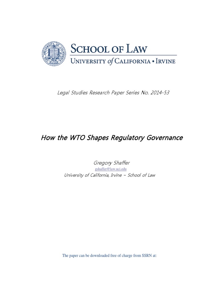 2015 How The WTO Shapes Regulatory Governance | PDF | World Trade ...