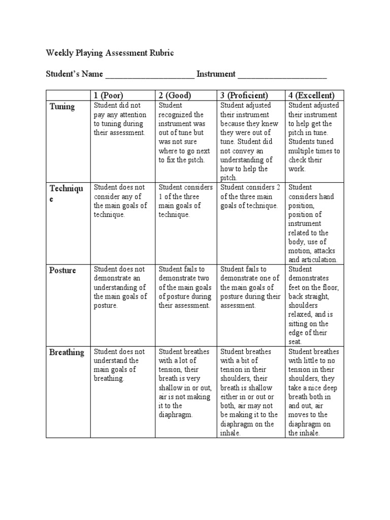 Beginning Band Rubric | PDF | Breathing | Nature