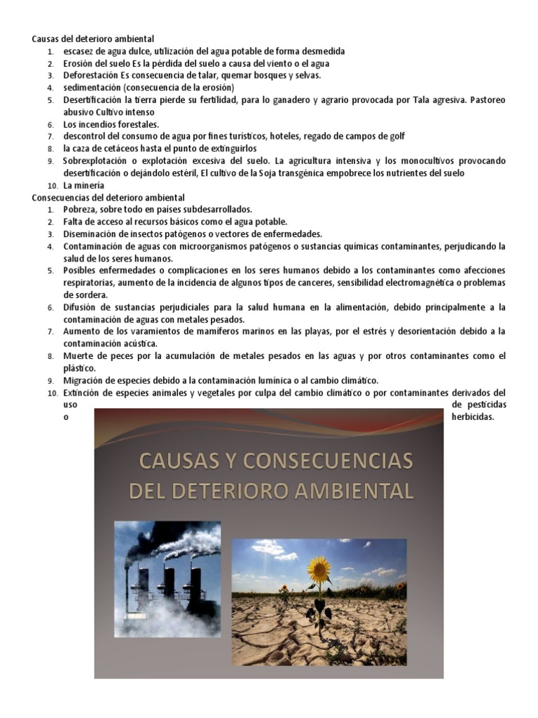 10 Causas y Consecuencias Del Deterioro Ambiental | PDF