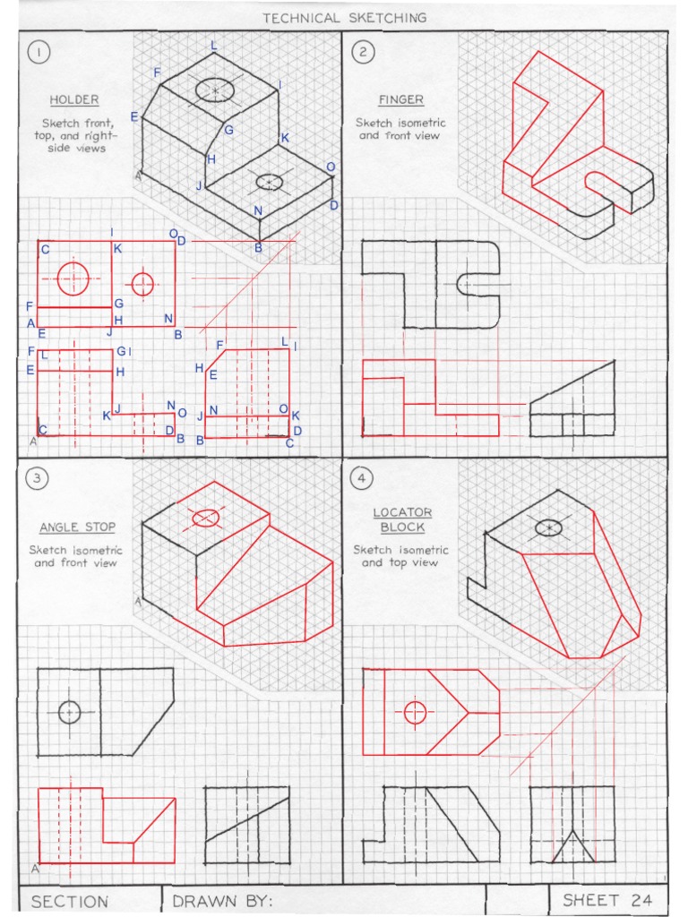 01 GPA210 H13 Exercices Dessin Projections Solution | PDF