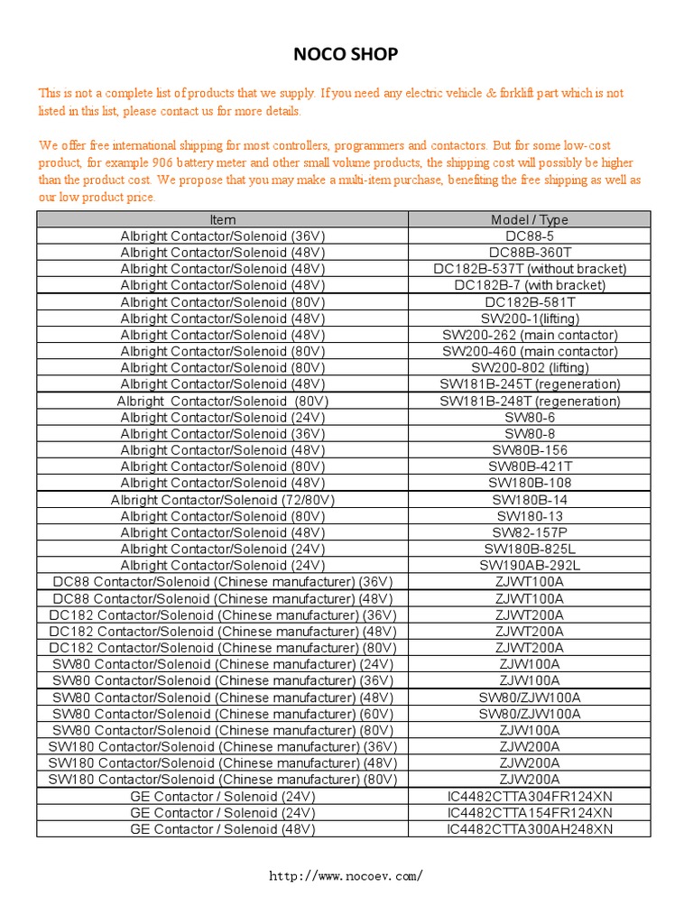 NOCO List | PDF | Battery Charger | Electrical Components