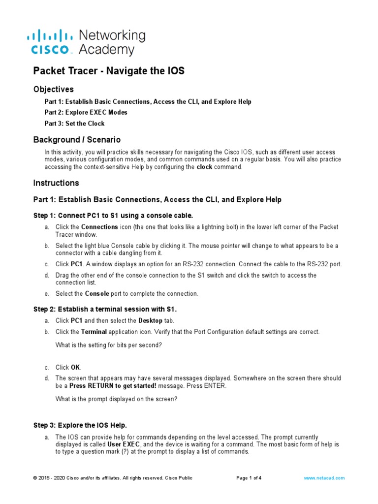2.3.7 Packet Tracer - Navigate The IOS | PDF | Command Line Interface | System Software