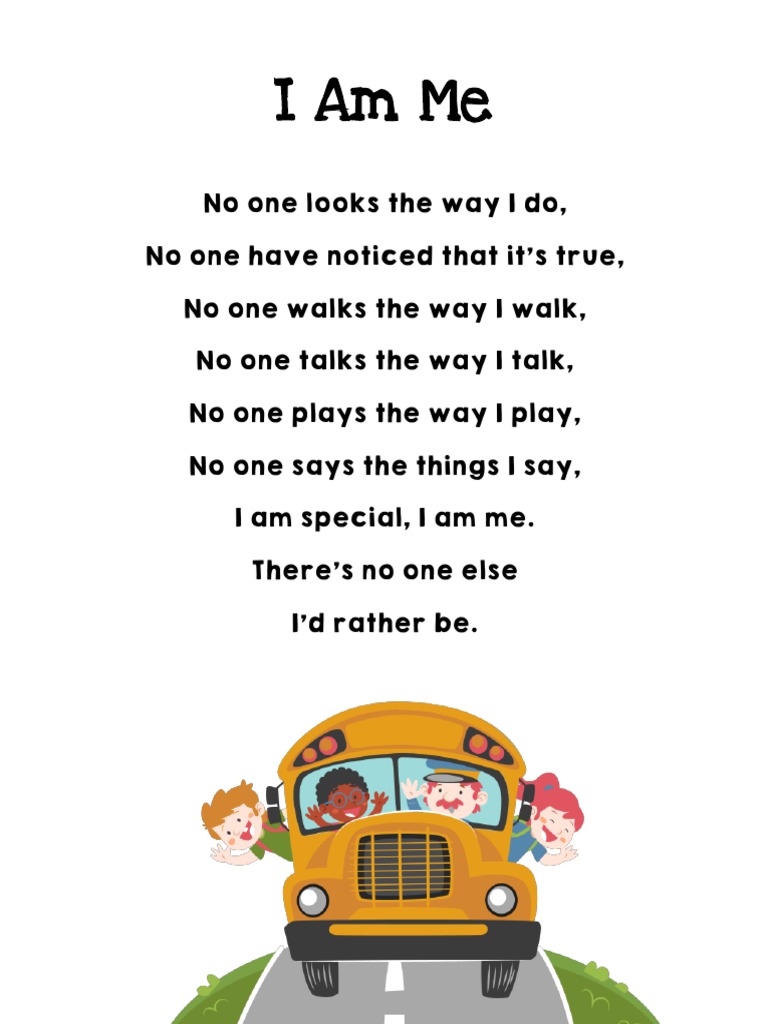 I AM ME (A Poem For Preschoolers) | PDF