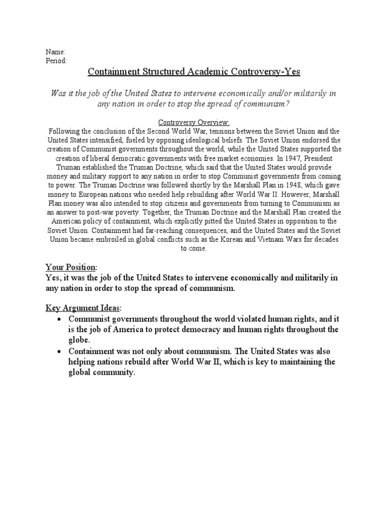 Containment Structured Academic Controversy-Yes | PDF | Containment ...