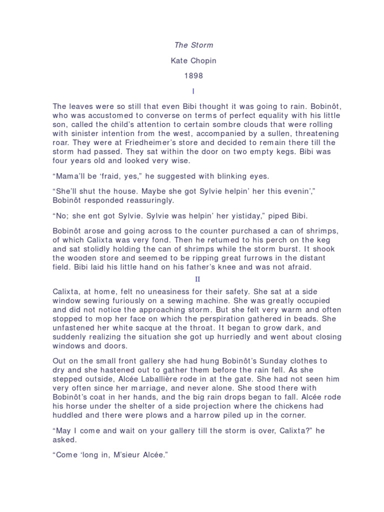 "The Storm" by Kate Chopin Summary | PDF | Mystery, Thriller & Crime ...