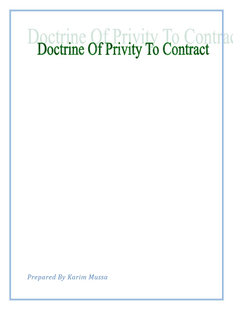 Doctrine of Privity | PDF | Business Law | Civil Law (Common Law)