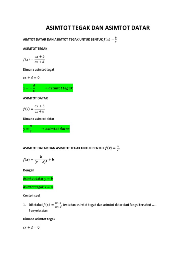 Rumus dan Contoh Asimtot Tegak-Datar | PDF | Metode & Bahan Ajar
