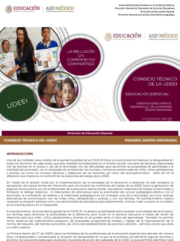 CT DE LA UDEEI_1a. Sesión Ordinaria 2020-2021 | PDF | Educación ...