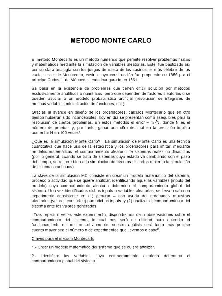 Metodo Monte Carlo | PDF | Método Monte Carlo | Simulación