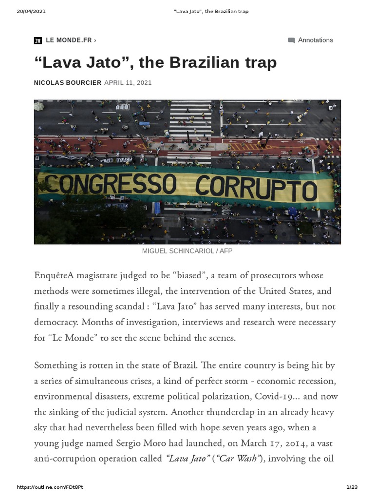 "Lava Jato", The Brazilian Trap | PDF | Luiz Inácio Lula Da Silva ...