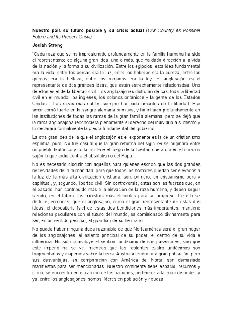 JOSIAH STRONG. Our Country | PDF | Libertad | Familia