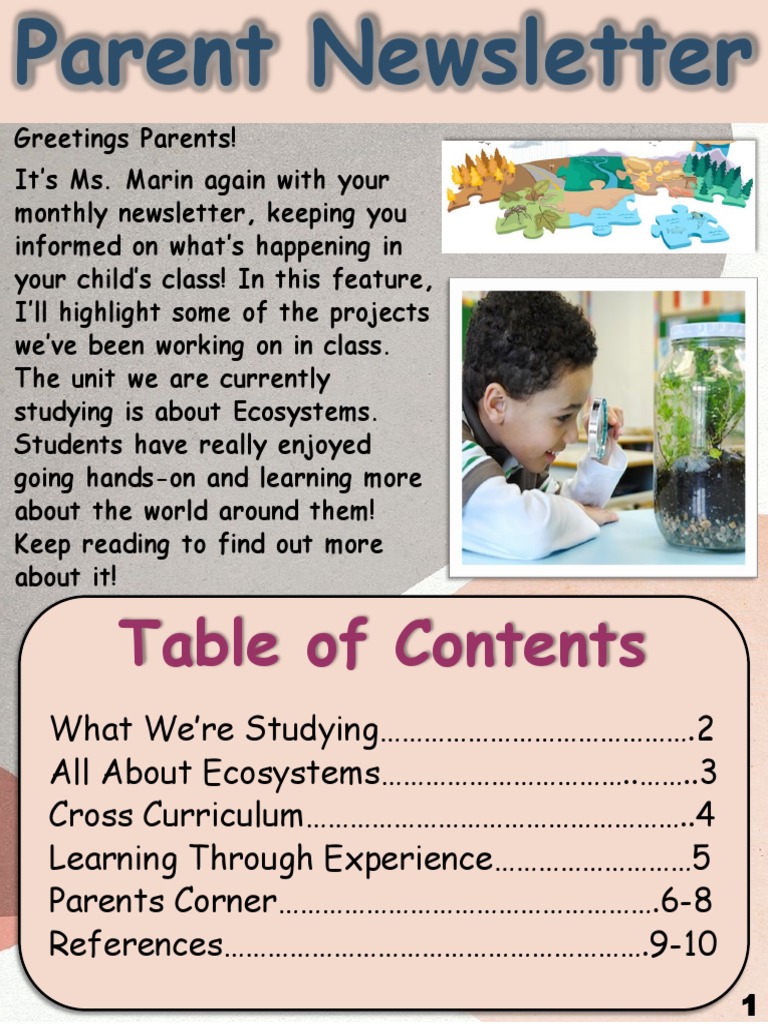 Parent Newsletter Ecosystems Unit | PDF | Ecosystem | Learning