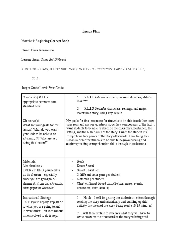 Module 4 Beginning Concept Book Lesson Plan | PDF | Lesson Plan ...