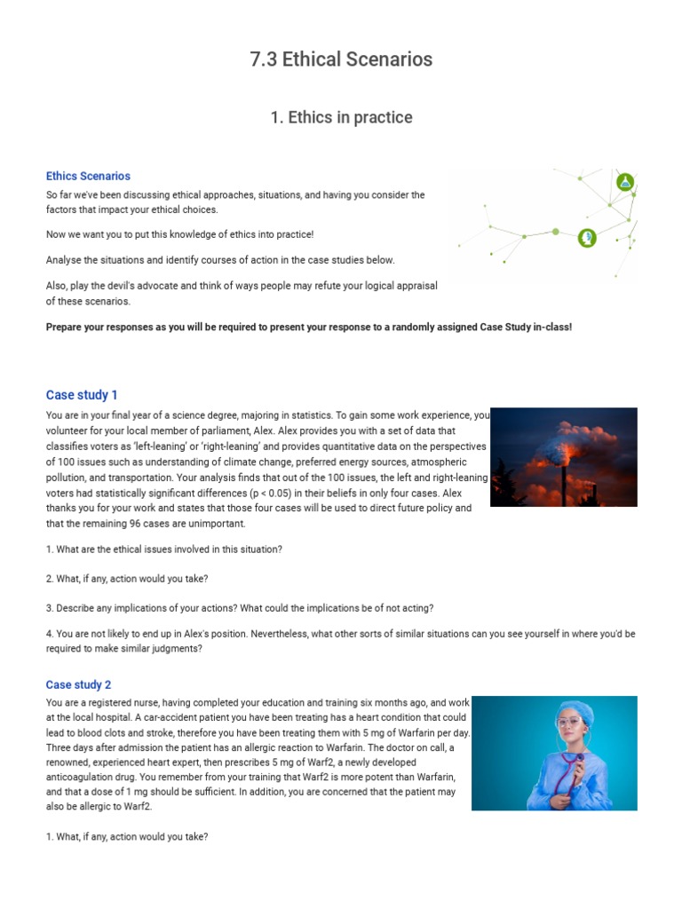 Ethical Decision-Making Scenarios | PDF | Case Study | Psychology