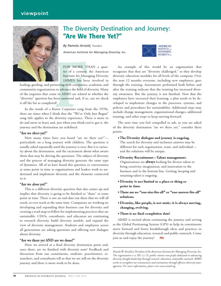 Diversity Journal - The Diversity Destination and Journey: "Are We ...