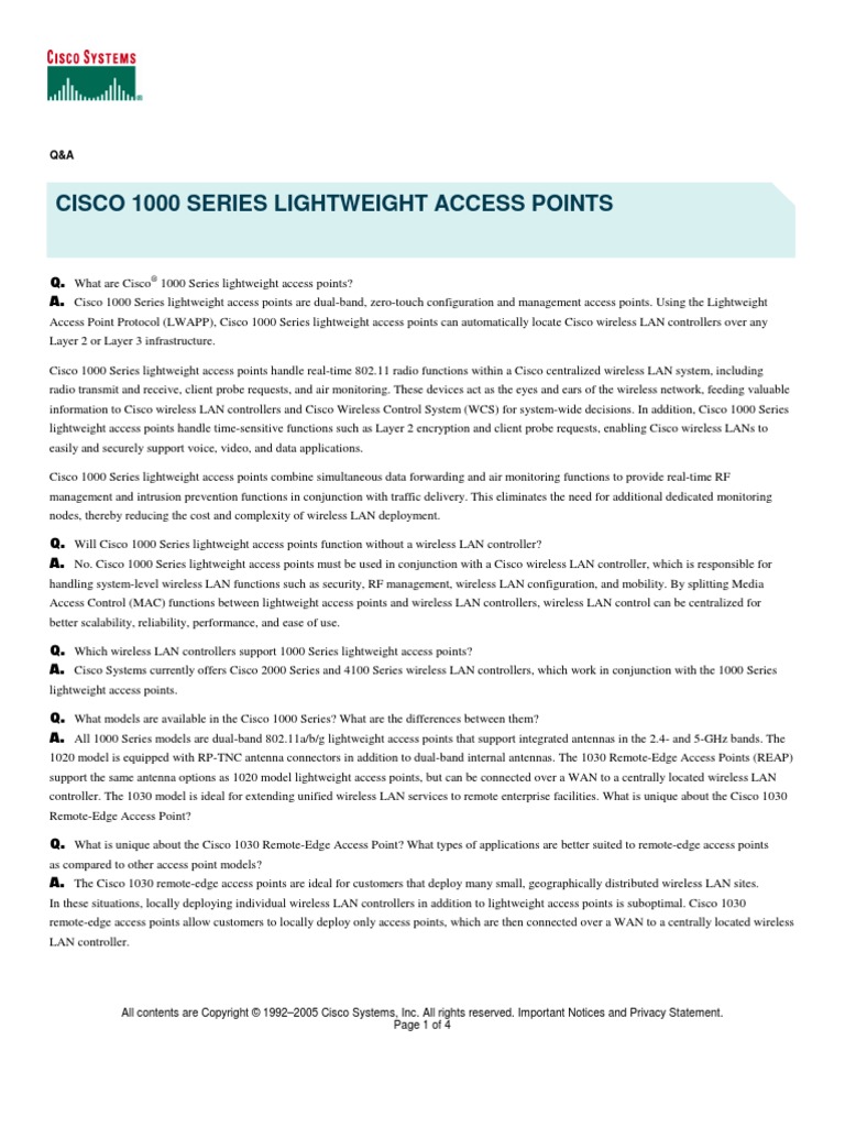 Lwap 1000 Ap Q&a | PDF | Wireless Access Point | Wireless Lan