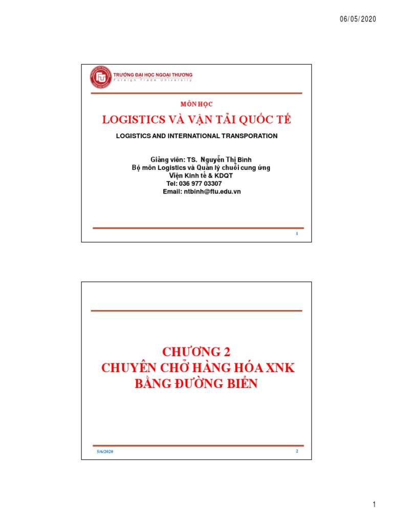 Mon - Logistics VTQT - Nguyen Thi Binh - Chapter 2 - REVISED | PDF Mon - Logistics VTQT - Nguyen Thi Binh - Chapter 2 - REVISED | PDF