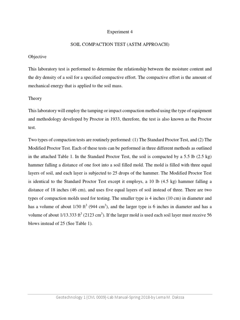 Experiment 4 - Soil Compaction Test | PDF | Physical Sciences | Metrology