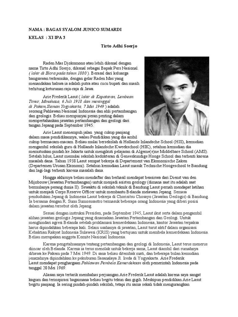 Tugas Sejarah (Biografi Arie Lasut) - Bagas Sumardi | PDF