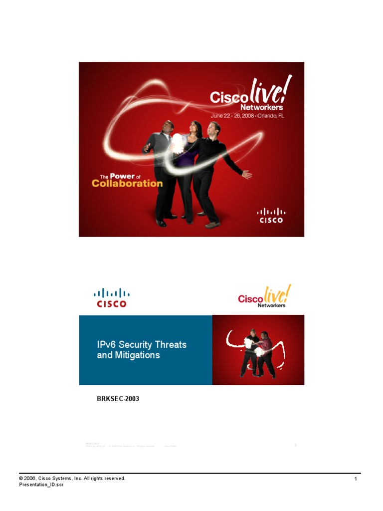 Ipv6 Security Threats and Mitigations: Brksec-2003 | PDF | I Pv6 | Router (Computing)